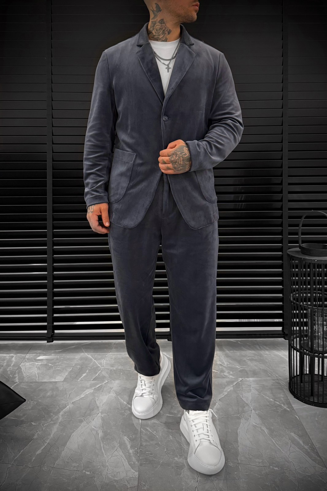 Velvet Elegance Suit Set – Midnight Grey Blue – Nadu-Men.gr